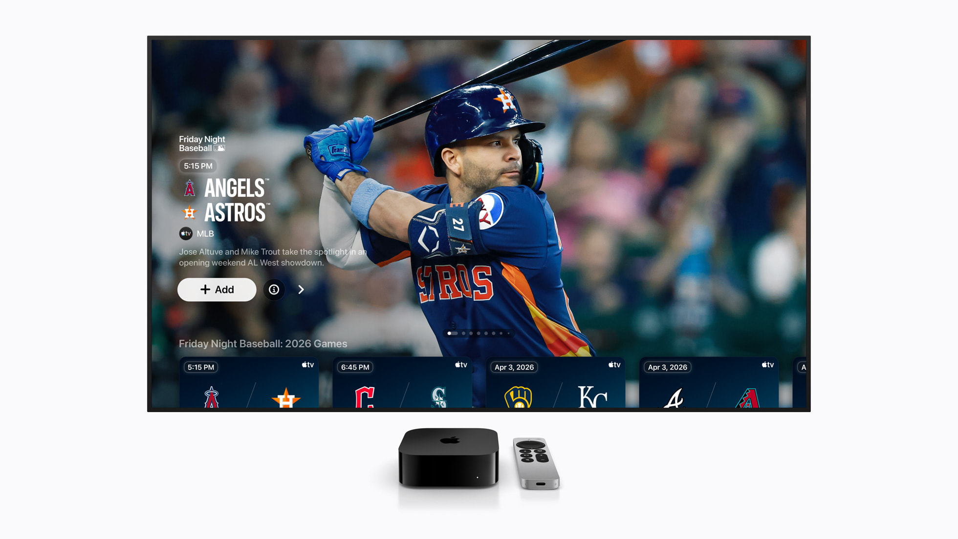 Here is the Apple TV 2026 MLB “Friday Night Baseball” schedule